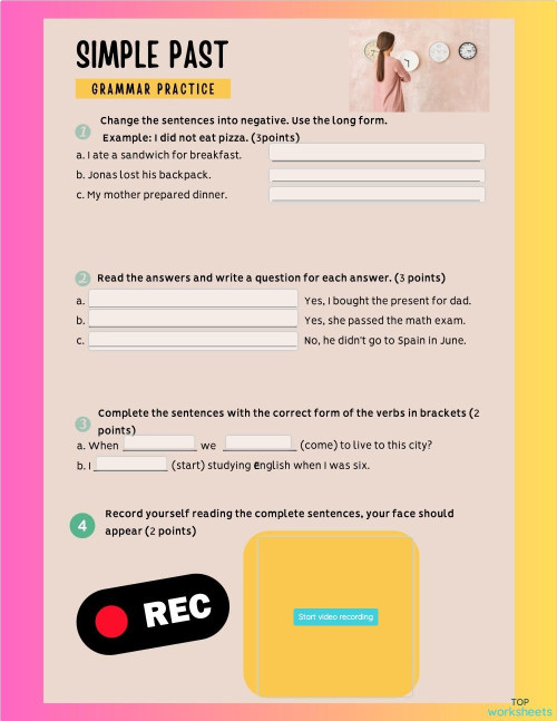 Simple past tense. Interactive worksheet | TopWorksheets