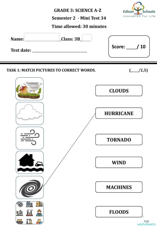 SCIENCE 3 - PRACTICE MINI TEST 4. Interactive worksheet | TopWorksheets