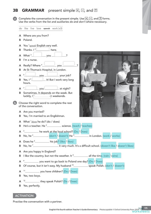 3B Present simple +, - and ?. Interactive worksheet | TopWorksheets
