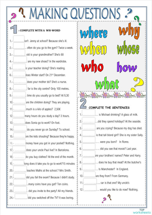 Question words 2. Interactive worksheet | TopWorksheets