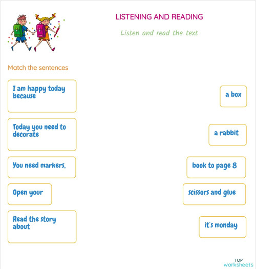 LISTENING AND READING. Interactive worksheet | TopWorksheets