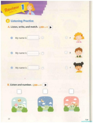 Listen up 1- Review 1: Unit 1-4. Interactive worksheet | TopWorksheets