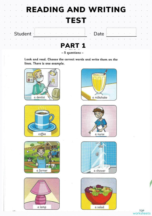 MINI TEST MOVERS. Interactive worksheet | TopWorksheets