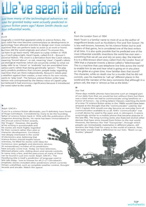 CAE reading part u10. Interactive worksheet | TopWorksheets