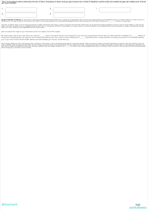 Let go of the fear of failure (Revision) (pre-class). Interactive ...