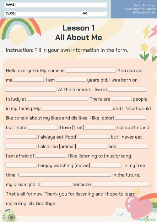 1.2568-30000-1201-Lesson 1-Worksheet 1. Interactive worksheet | TopWorksheets