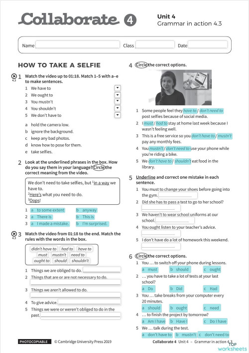 Collaborate 4 - Grammar in Action 4.2 - Obligation, Prohibition ...