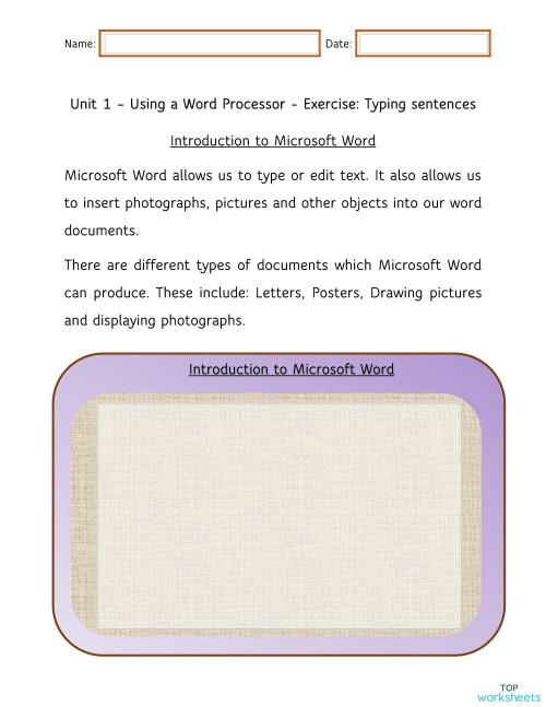 Yr 2 - Typing sentences. Interactive worksheet | TopWorksheets