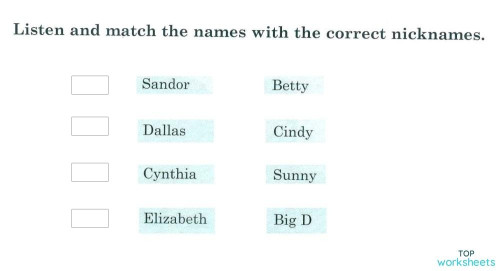 Learn to listen names. Interactive worksheet | TopWorksheets