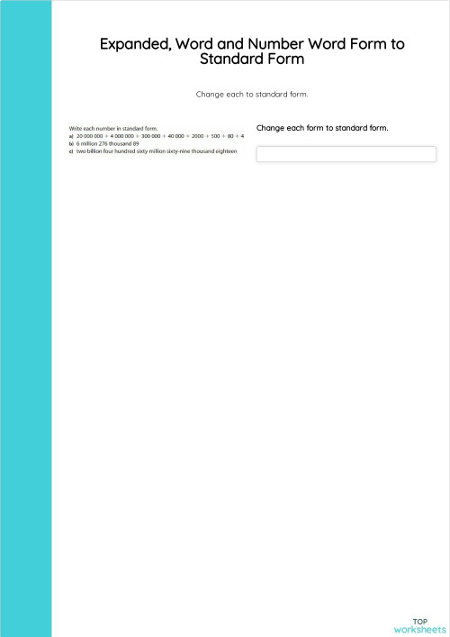 Numbers 7-3. Interactive worksheet | TopWorksheets