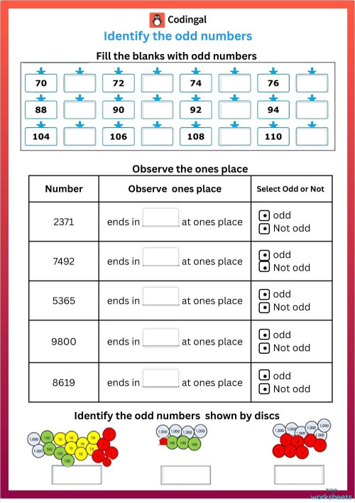 M_G03M03L05_WC01_Identify_odd_numbers_1. Interactive worksheet | TopWorksheets