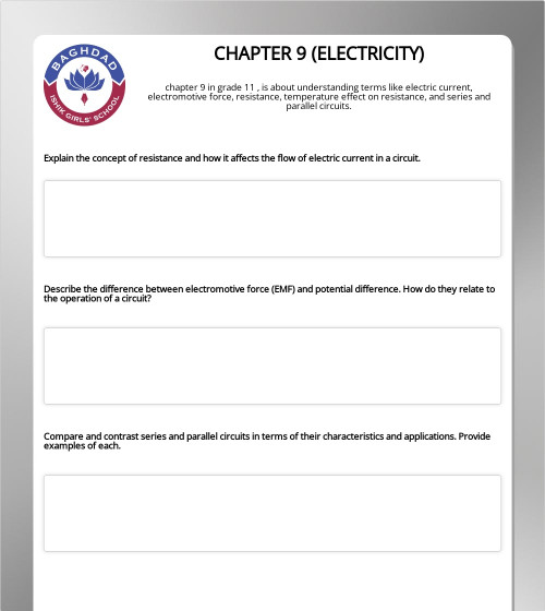 CHAPTER 9 (ELECTRICITY). Interactive worksheet | TopWorksheets