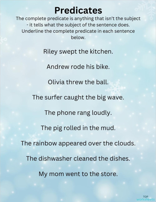 Predicates: interactive worksheets and online exercises | TopWorksheets