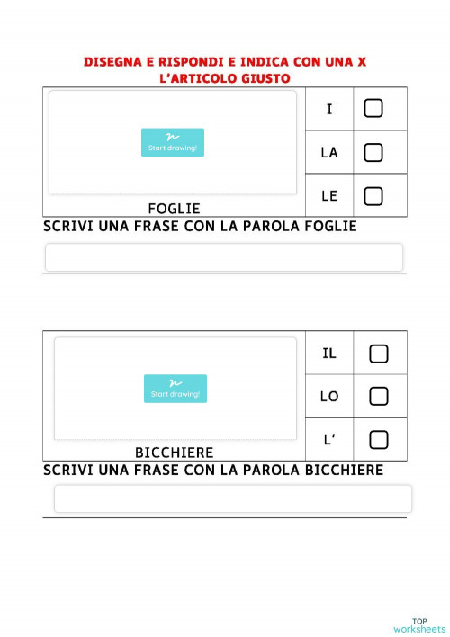 Articoli: schede interattive ed esercizi online | TopWorksheets