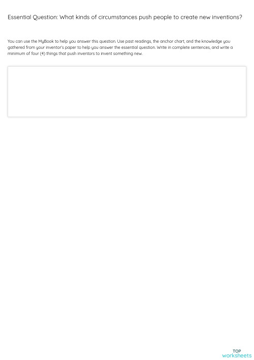 Essential Question 1. Interactive worksheet | TopWorksheets