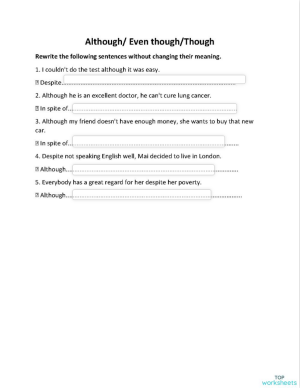 Although/ Despite. Interactive worksheet | TopWorksheets