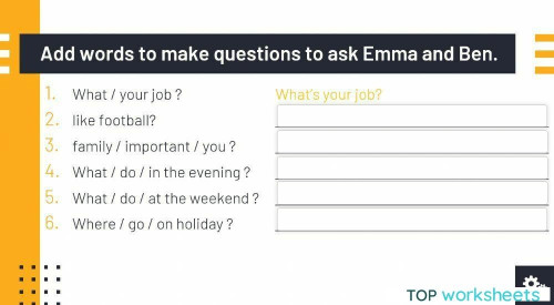 (SA) Present Simple - Make questions. Interactive worksheet | TopWorksheets