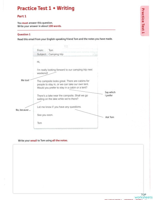 B1 - Exam Trainer - Test 1 - Writing. Interactive worksheet | TopWorksheets