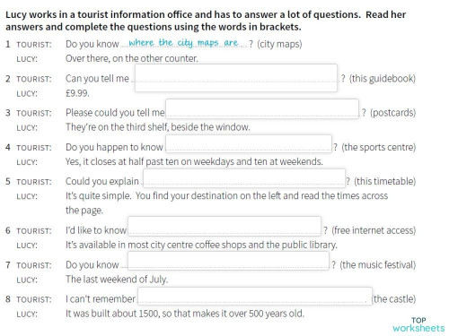 Indirect questions. Interactive worksheet | TopWorksheets