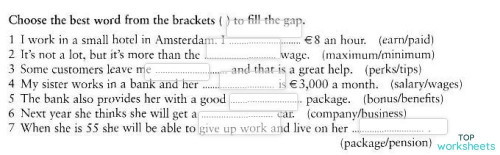 Pay and Benefit. Interactive worksheet | TopWorksheets