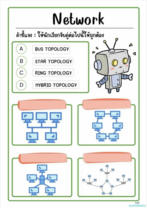 network topology ใบงานเชิงโต้ตอบ | TopWorksheets