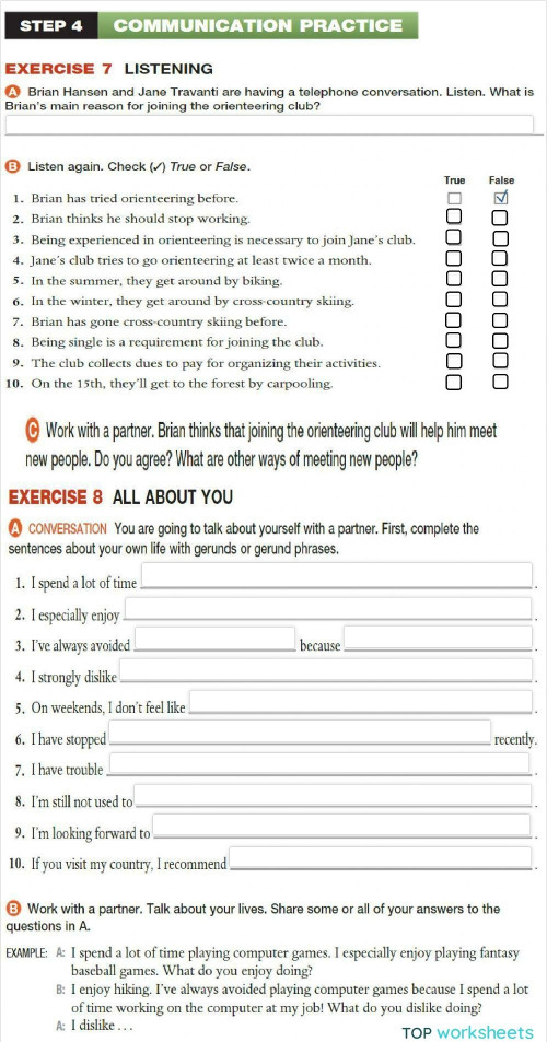 AG2 unit 8 ex 7 and 8. Interactive worksheet | TopWorksheets