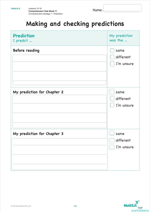 Lessons 15-16 Making and checking predictions. Interactive worksheet ...
