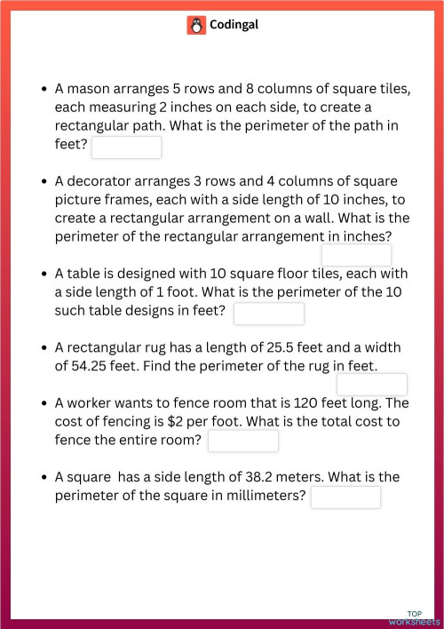 Area: interactive worksheets and online exercises | TopWorksheets