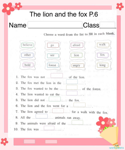 The lion and the ox P.6. Interactive worksheet | TopWorksheets