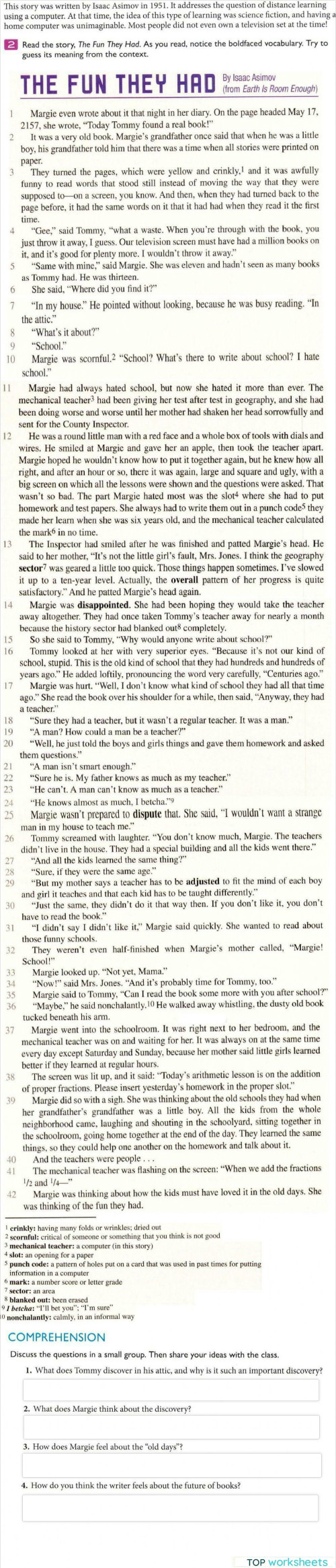 ARW3 The Fun they had second reading. Interactive worksheet | TopWorksheets