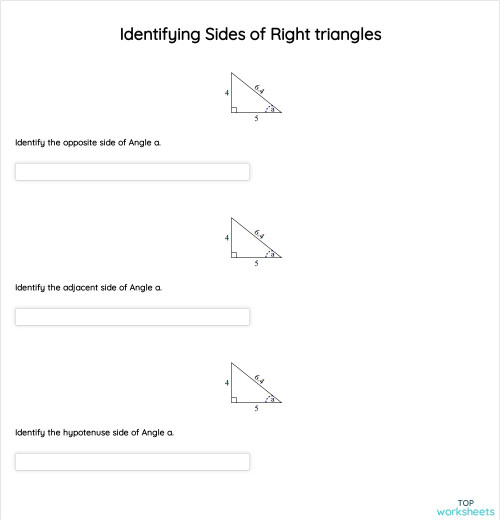 Identifying Sides of Right triangles. Interactive worksheet | TopWorksheets
