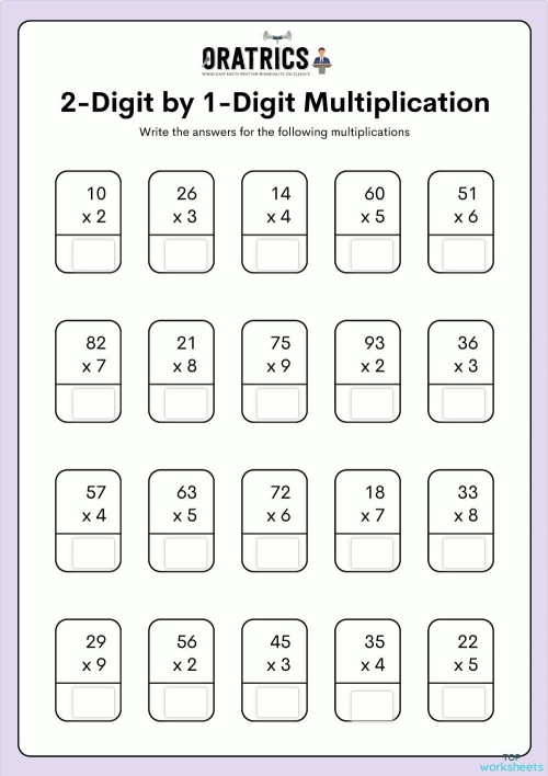 2 Digit Multiplication. Interactive worksheet | TopWorksheets