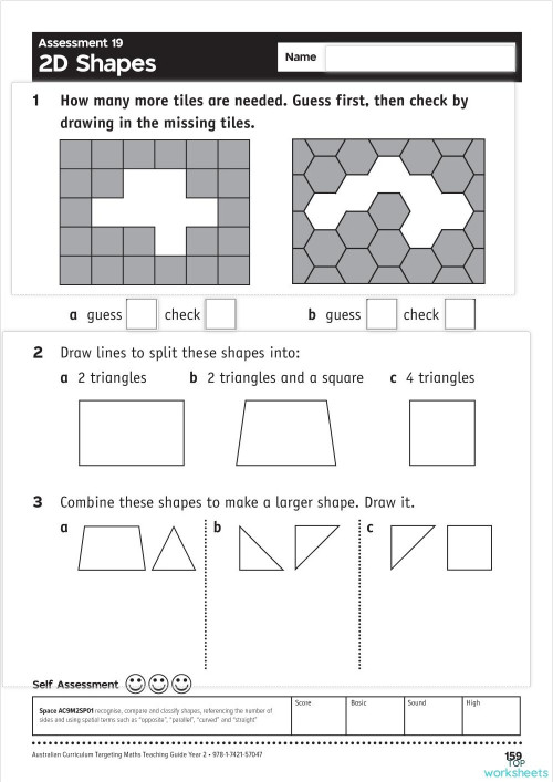 Assessment 19 2D Shapes. Interactive worksheet | TopWorksheets