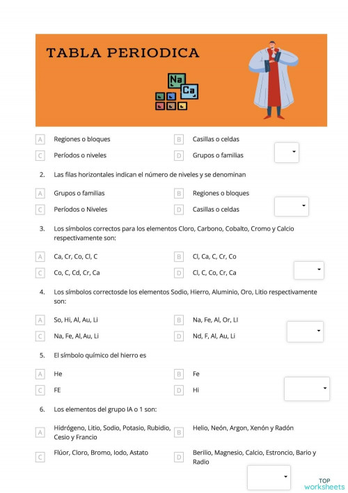 Tabla periódica. Ficha interactiva | TopWorksheets