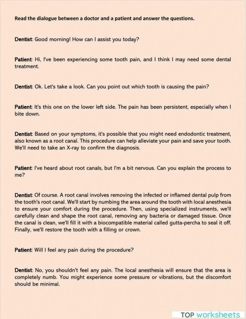 Endodontics. Interactive worksheet | TopWorksheets