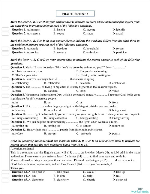 test (2)/22. Interactive worksheet | TopWorksheets