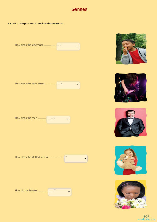 Review about the senses. Interactive worksheet | TopWorksheets