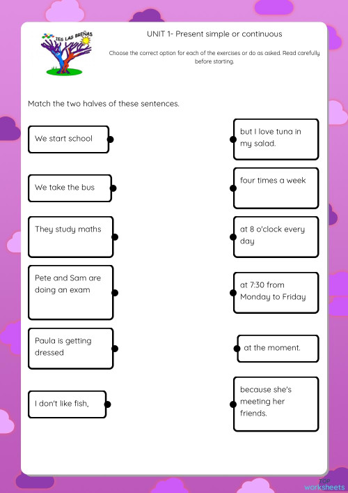 UNIT 1- Present simple or continuous. Interactive worksheet | TopWorksheets