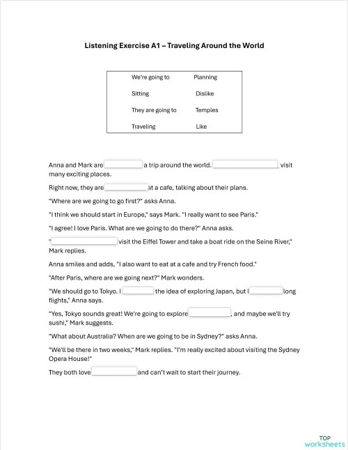 Traveling Around the World. Interactive worksheet | TopWorksheets