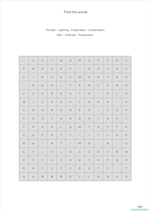 Find the Words. Interactive worksheet | TopWorksheets