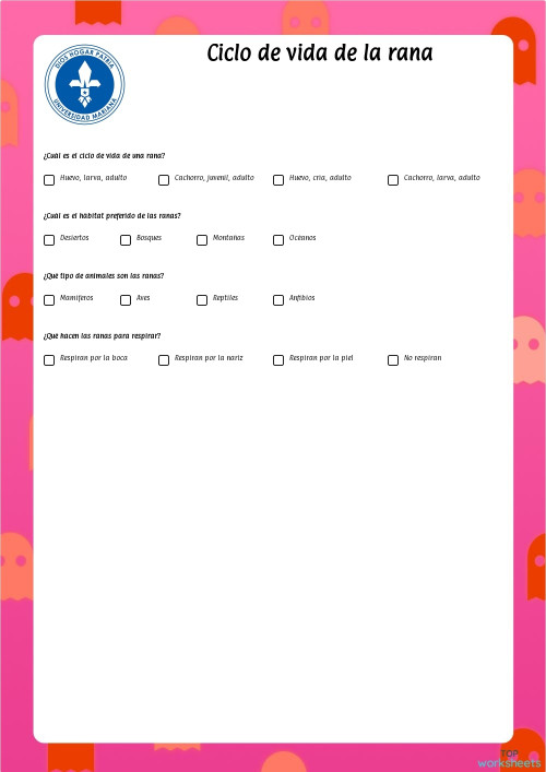 Ciclo de vida de la rana. Ficha interactiva | TopWorksheets