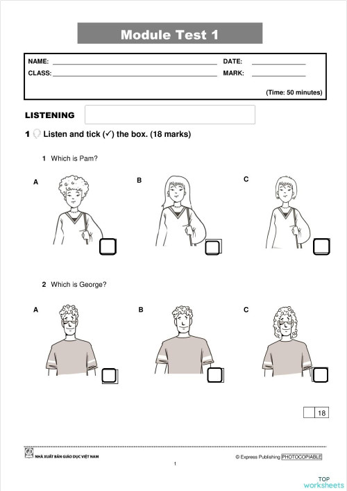 Smiles 3 Module 1 Test. Interactive worksheet | TopWorksheets