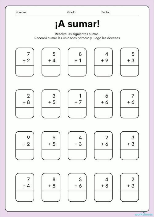 SUMAS Y RESTAS 1er grado. Ficha interactiva | TopWorksheets