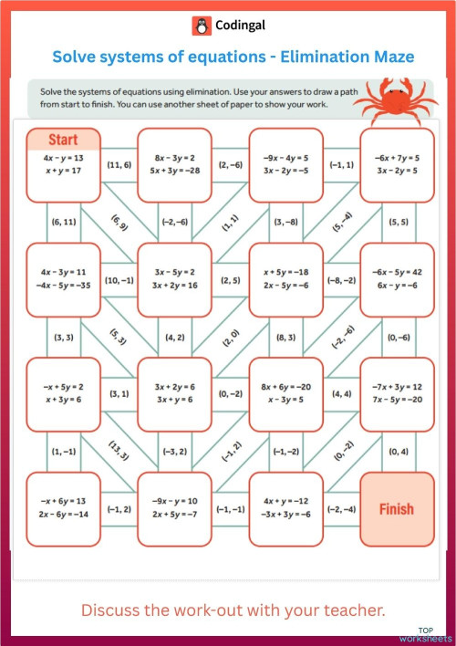 M_G08M10L26_WA02_Solving_Systems_of_Equations_(Elimination)_4. Interactive worksheet | TopWorksheets