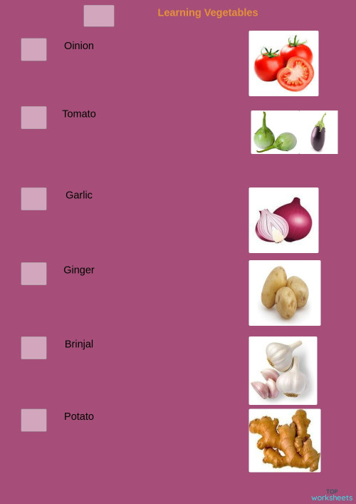 Learn Vegetables. Interactive worksheet | TopWorksheets