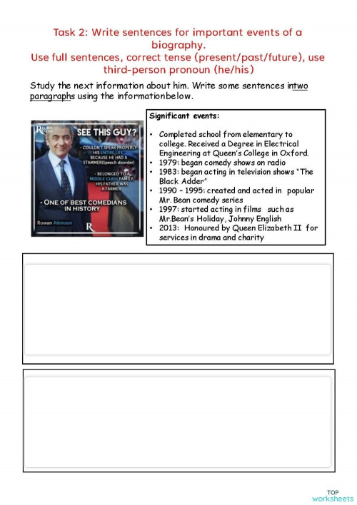EngY6W9T2 - Biography Significant Events. Interactive worksheet ...