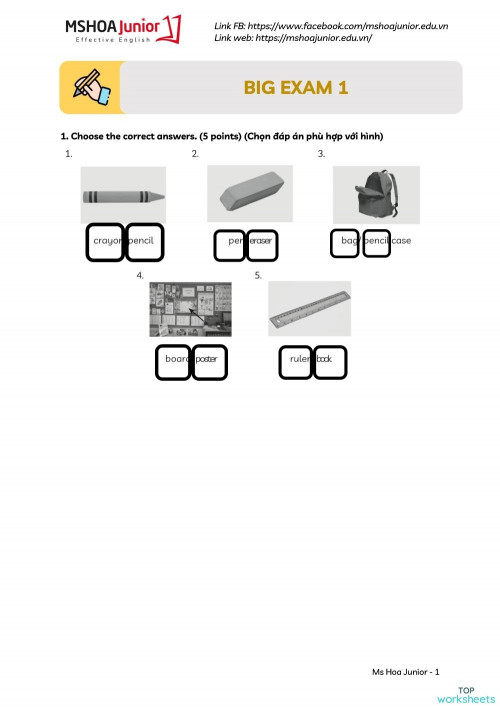 Big Exam 1 - EX 1. Interactive worksheet | TopWorksheets
