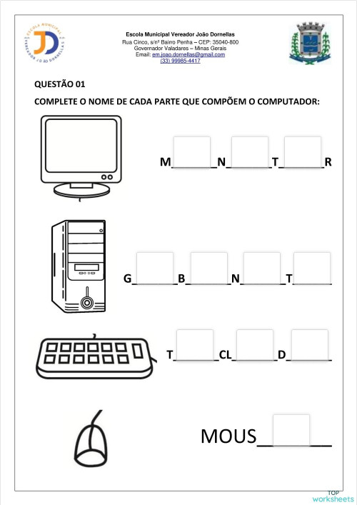 ATIVIDADE DE INFORMATICA. Ficha interativa | TopWorksheets