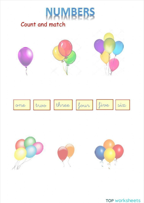 Numbers 1 to 6. Interactive worksheet | TopWorksheets