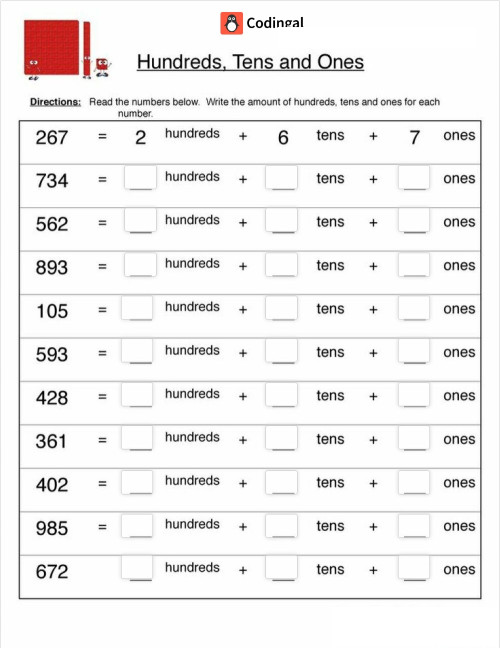 M_G02M03L11_WA01_Number upto 999. Interactive worksheet | TopWorksheets